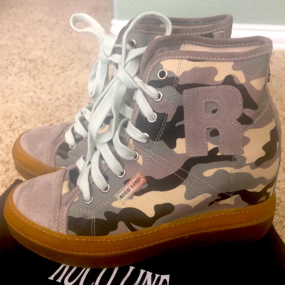 Ruco Line | Shoes | Rico Line Grey Wedge Camouflage Sneakers | Poshmark